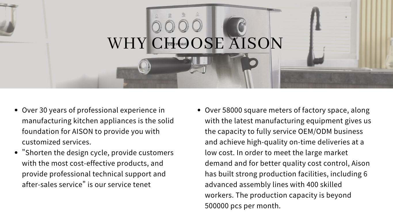 Coffee Maker - About us - Taishan Aison Electronics Company Limited